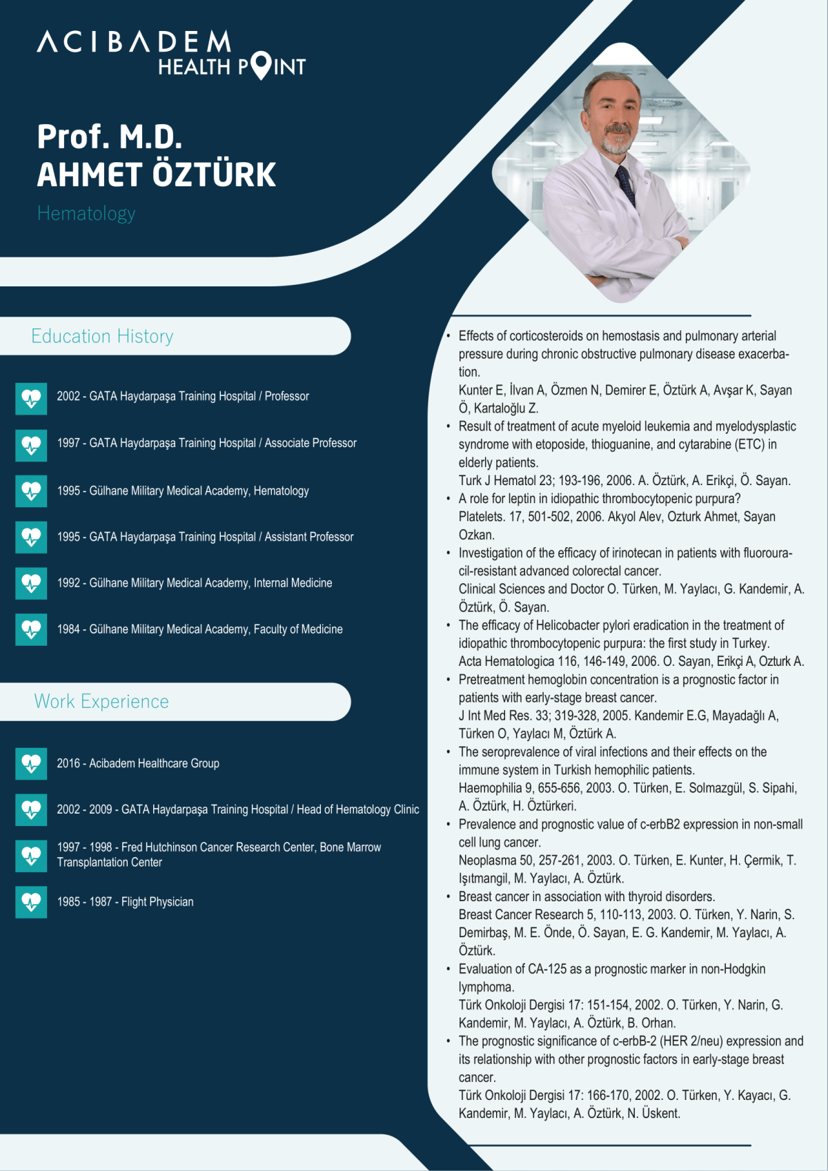 Prof. Ahmet ÖZTÜRK M.D. - Acibadem Health Point - ACIBADEM Hospitals - Acibadem Health Group